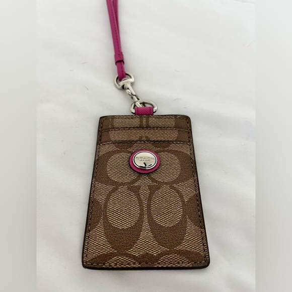 Coach | Accessories | Coach Signature Pvc Lanyard Id Holder Badge Pink ...